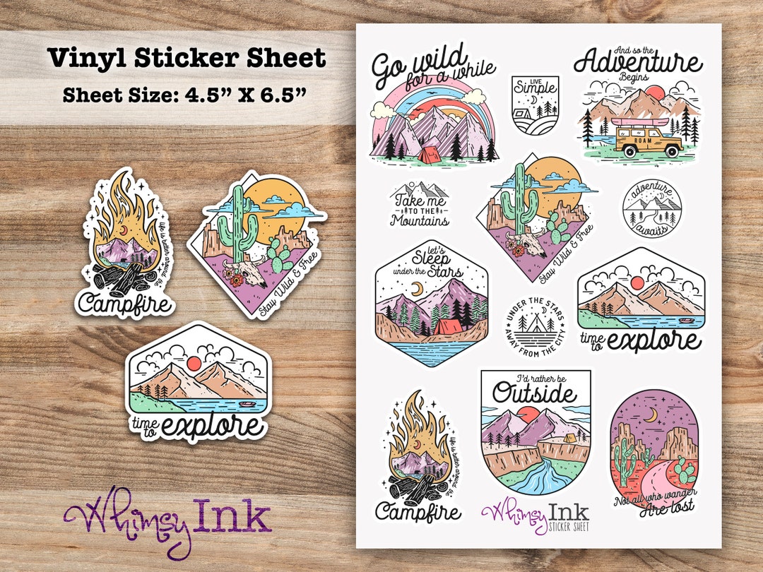 Mountain Adventure Vinyl Sticker Sheet Great for Planners, Journaling ...