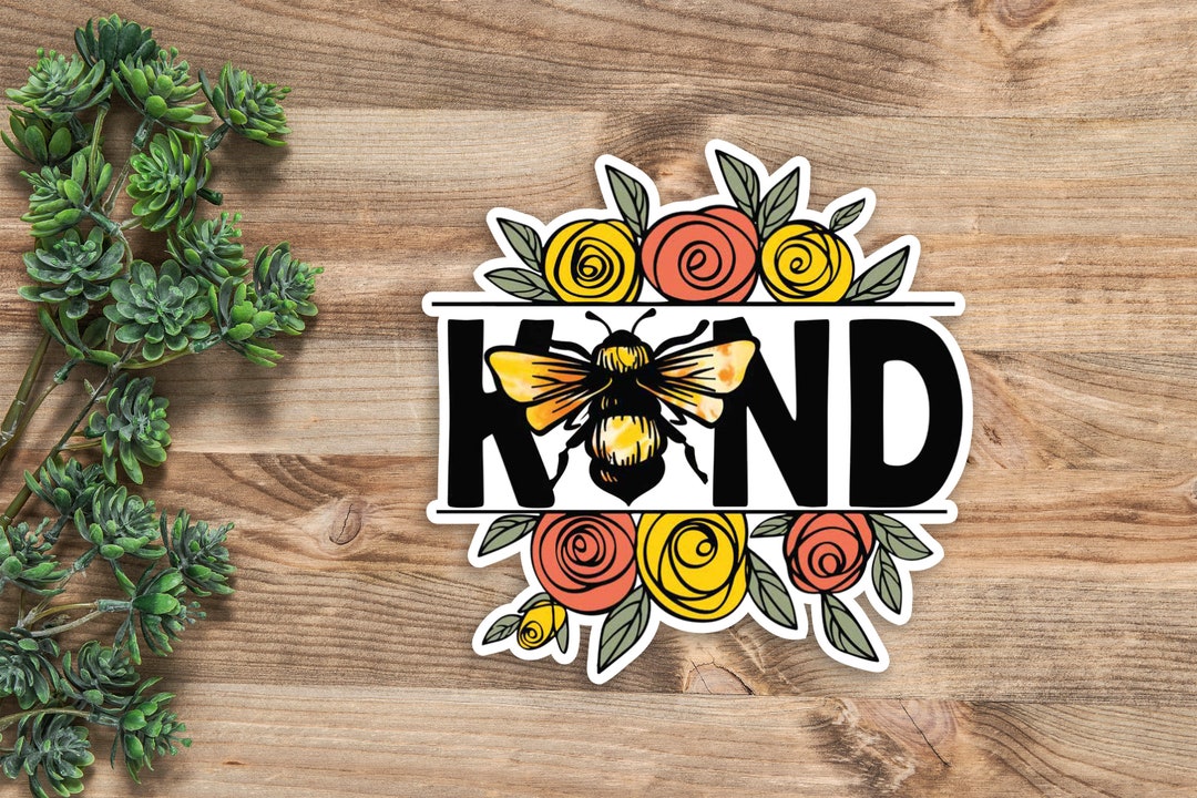 Bee Kind Floral Waterproof Vinyl Decal Sticker | Car Decal, Window ...