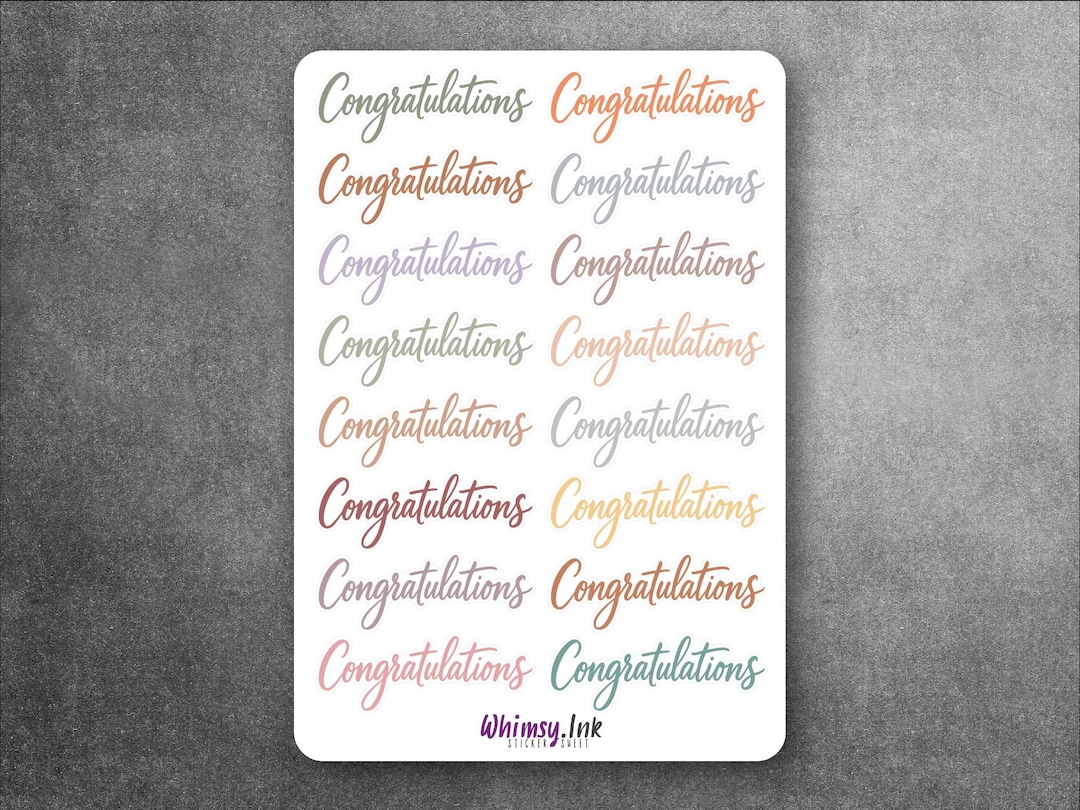 Congratulations Sentiments Boho Colors Sticker Sheet Great for Greeting ...