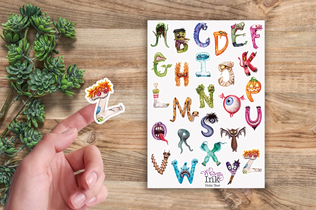Monster Alphabet Vinyl Sticker Sheet Great for Planners, Journaling ...