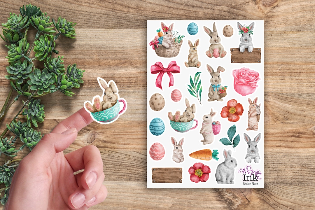Easter Bunnies Vinyl Sticker Sheet | Great for Planners, Journaling ...