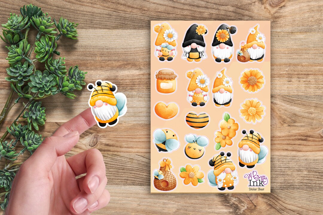 Honey Bee Gnome Vinyl Sticker Sheet Great for Planners, Journaling ...