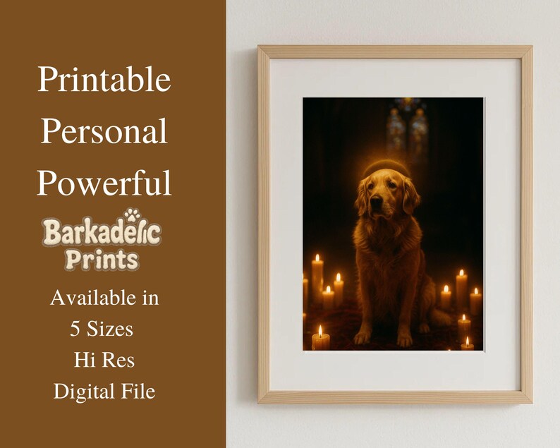 Golden Retriever Dreamcore Art Print – Sacred Pet Portrait | Digital ...