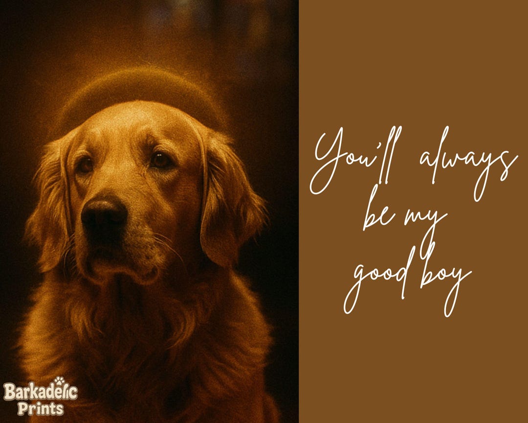 Golden Retriever Dreamcore Art Print – Sacred Pet Portrait | Digital ...