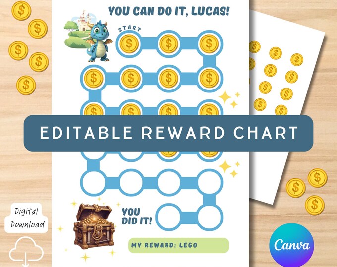 Dragon Reward Chart for Kids Behavior Chart Printable, Chore Chart ...
