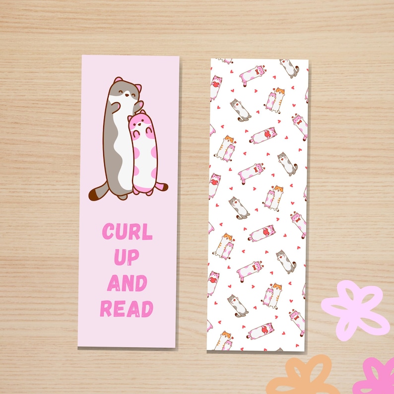 Cat Bookmark Printable Bookmark Cute Bookmarks Kawaii Cat Bookmark Book ...