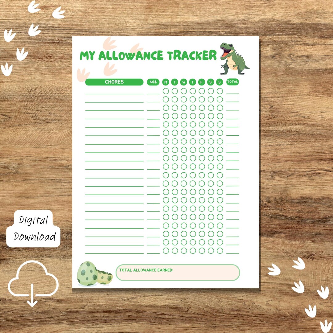 Allowance Chart Toddler Chore Chart Printable Allowance Tracker ...