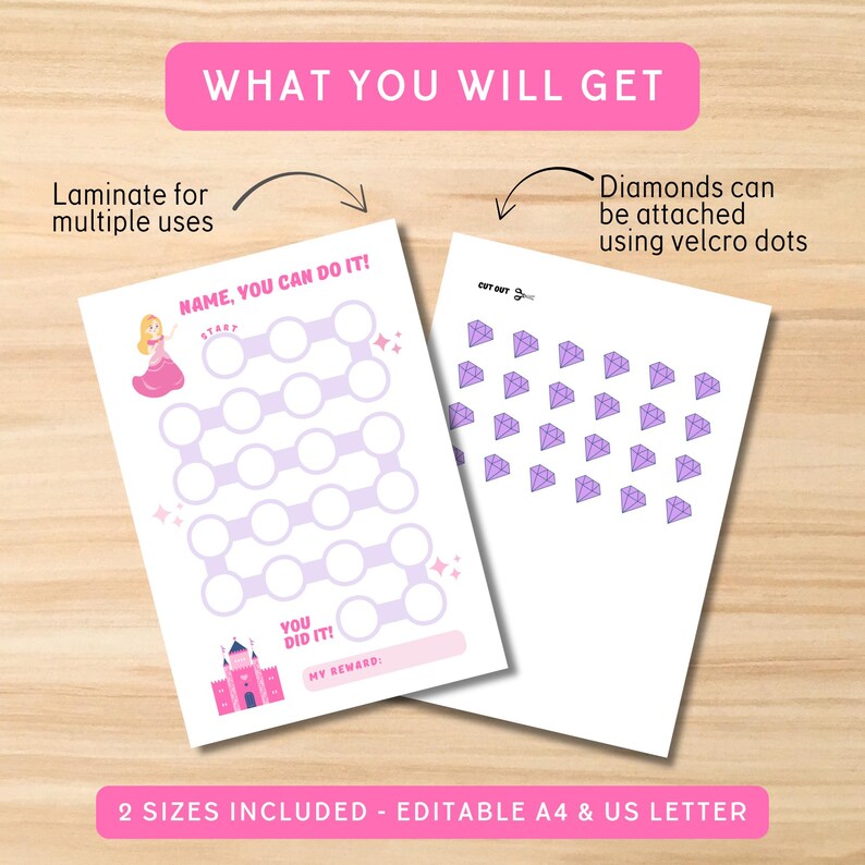 Editable Princess Reward Chart Kids Sticker Chart Toddler Behavior ...