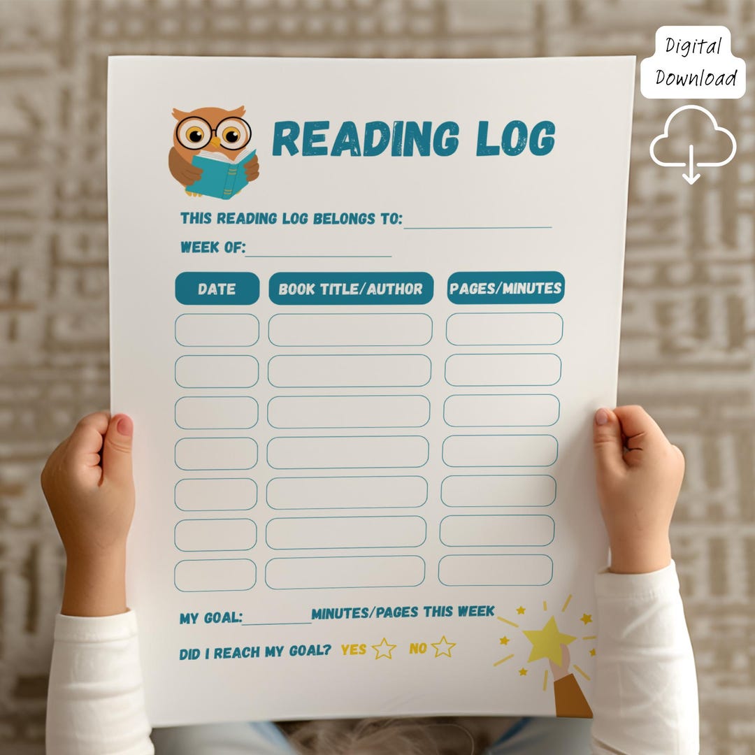 Reading Log Printable Kids Reading Log Reading Chart Book Tracker for Kids Book Reading Log ...