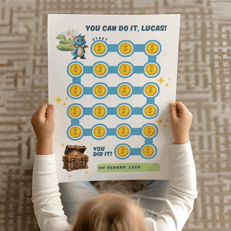 Dragon Reward Chart Editable Kids Sticker Chart Toddler Behavior Chart ...