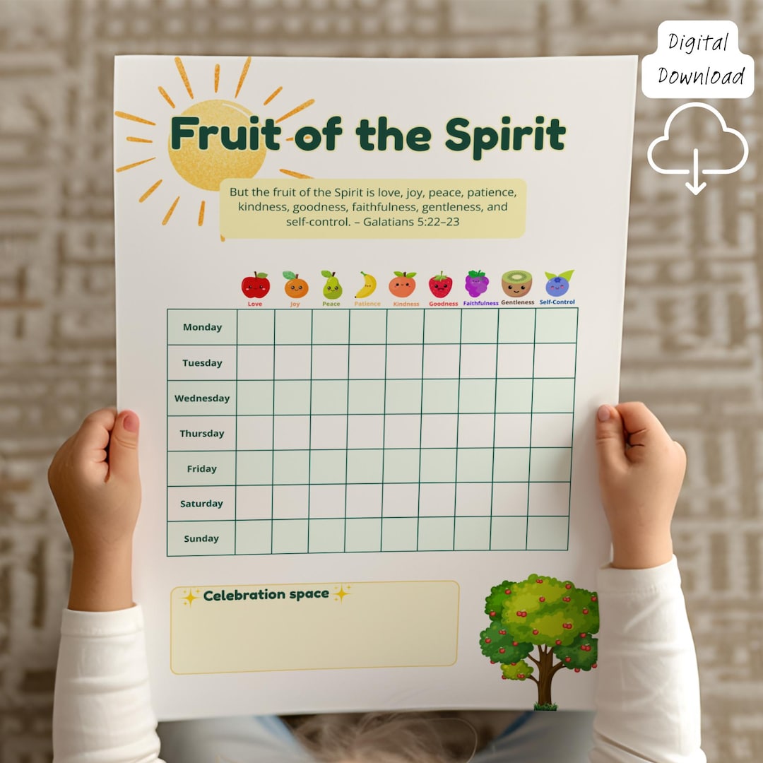 Fruit of the Spirit Reward Chart Kids Bible Study Galatians Holy Spirit ...
