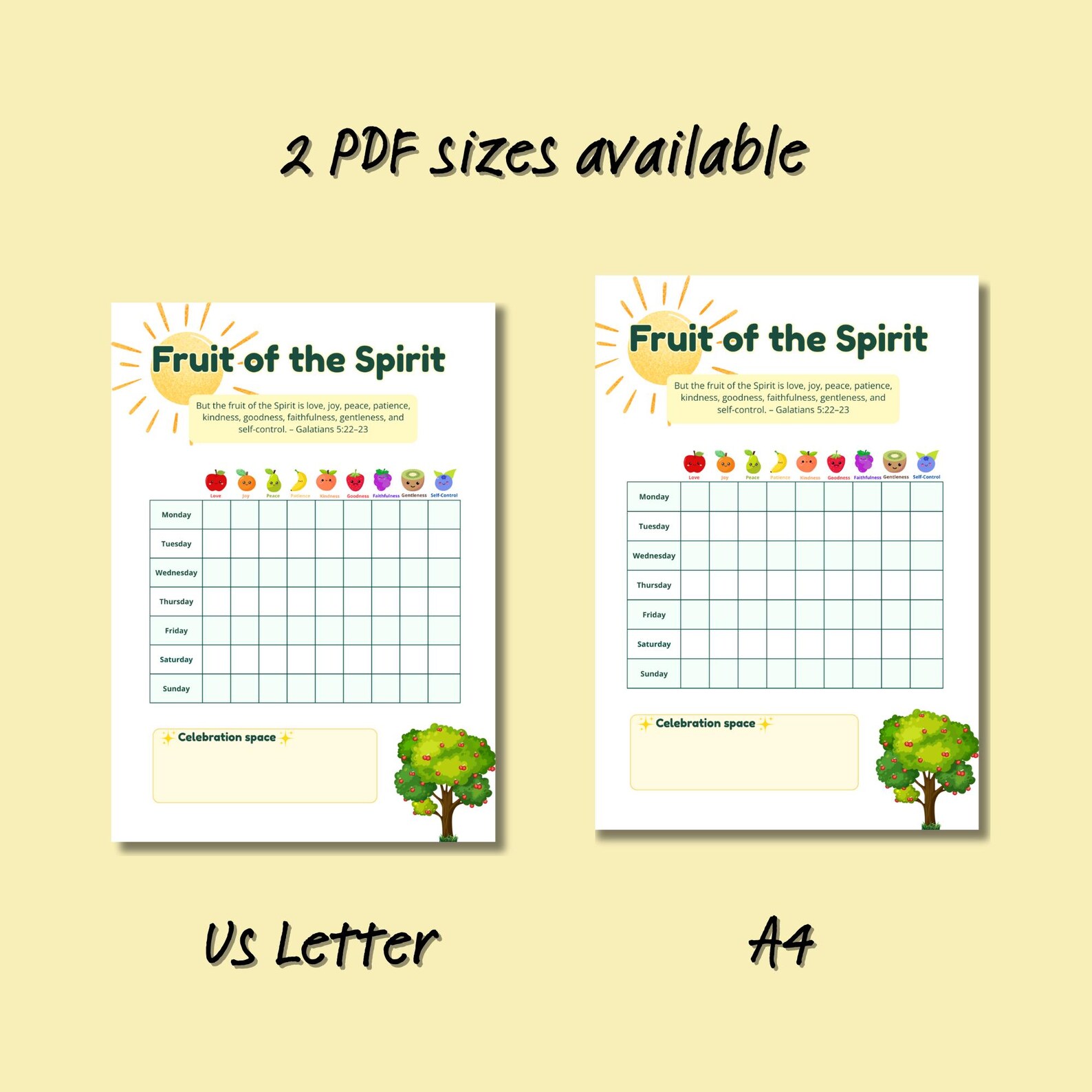 Fruit of the Spirit Reward Chart Kids Bible Study Galatians Holy Spirit ...