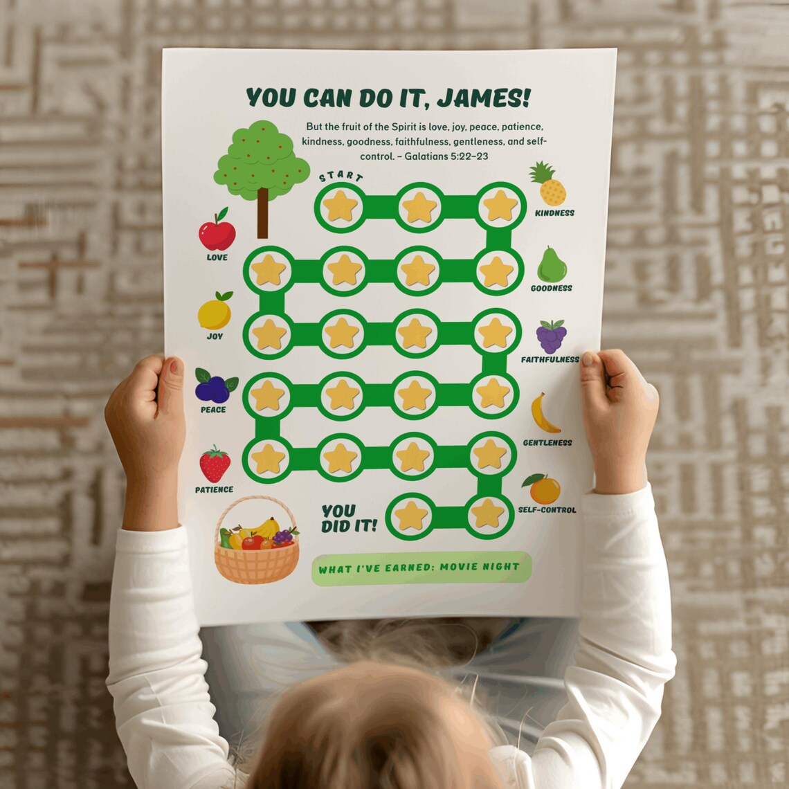 Fruit of the Spirit Reward Chart Editable Sticker Chart Bible Verse ...