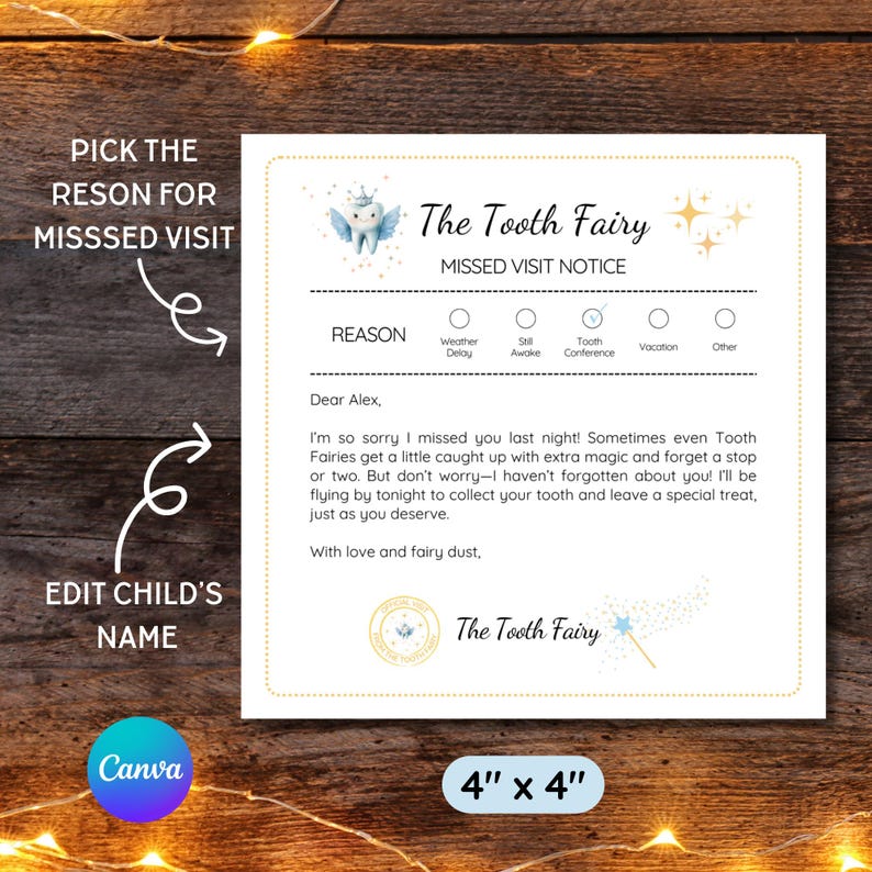 Tooth Fairy Letter Tooth Fairy Receipt Tooth Fairy Note Tooth Fairy ...