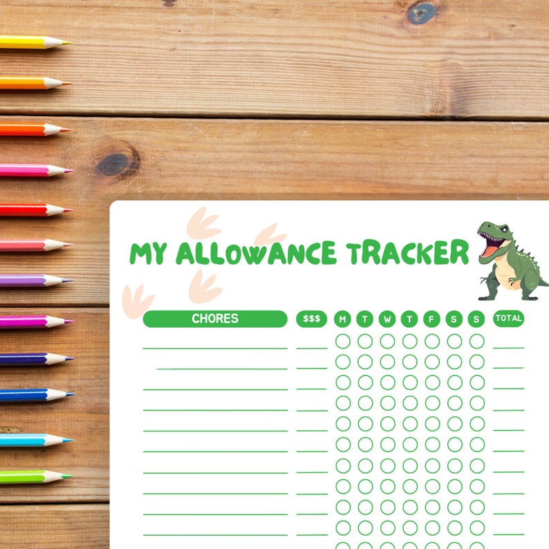 Allowance Chart Toddler Chore Chart Printable Allowance Tracker ...