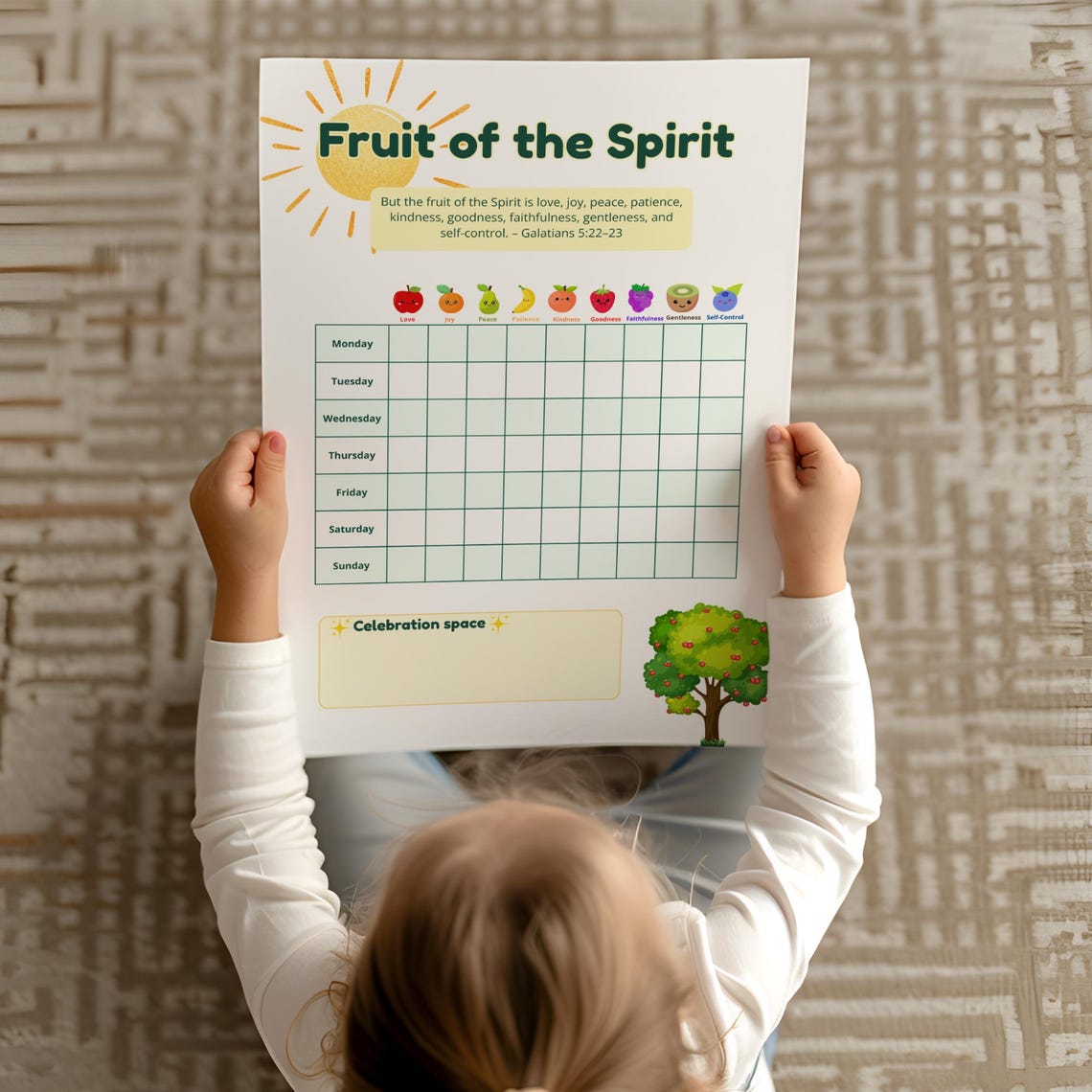 Fruit of the Spirit Reward Chart Kids Bible Study Galatians Holy Spirit Behavior Chart ...