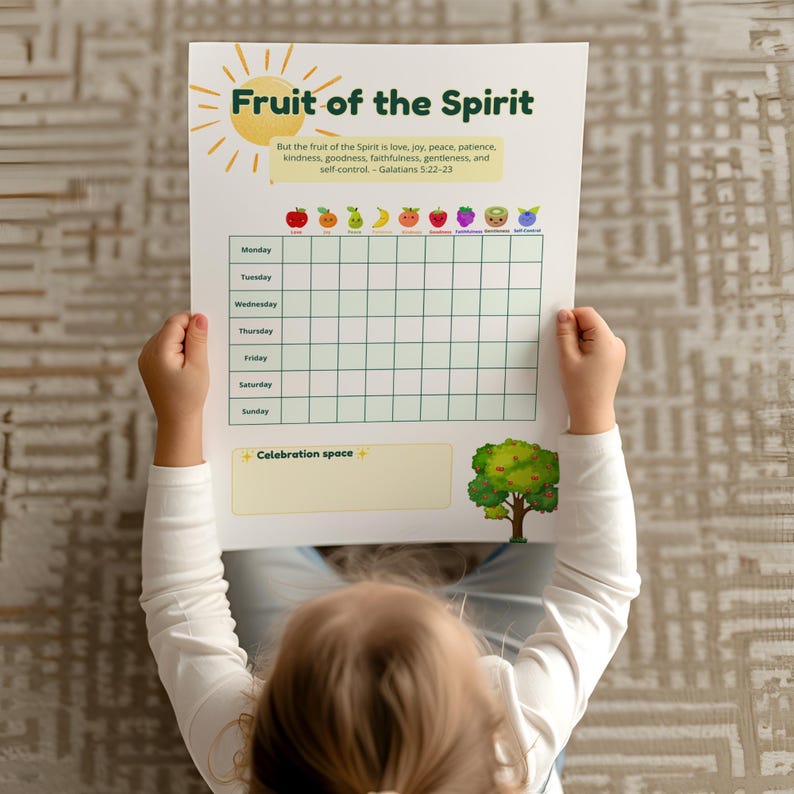 Fruit of the Spirit Reward Chart Kids Bible Study Galatians Holy Spirit ...