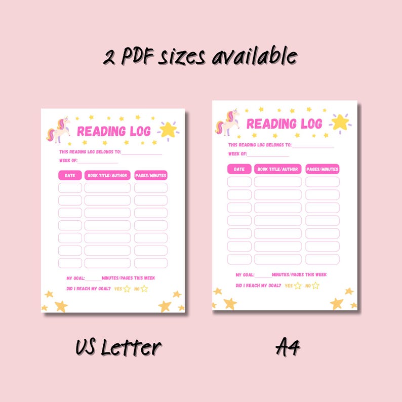 Reading Log Printable Kids Reading Log Reading Chart Book Tracker for ...