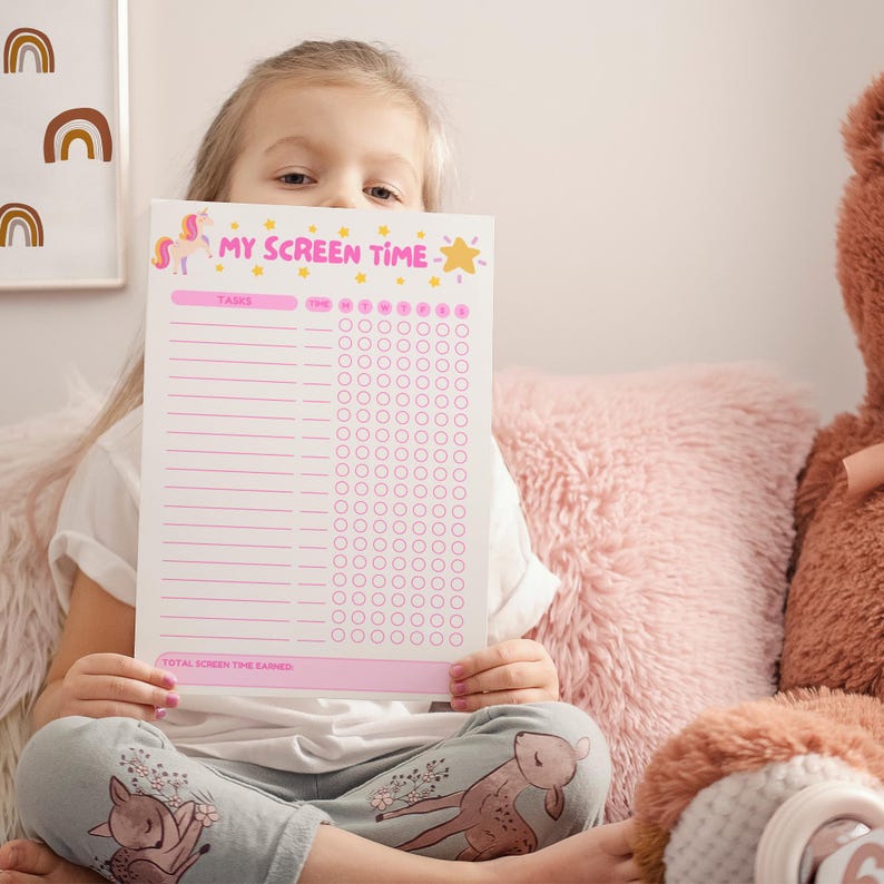 Screen Time Chart Earn Screen Time Printable Screen Time Checklist ...