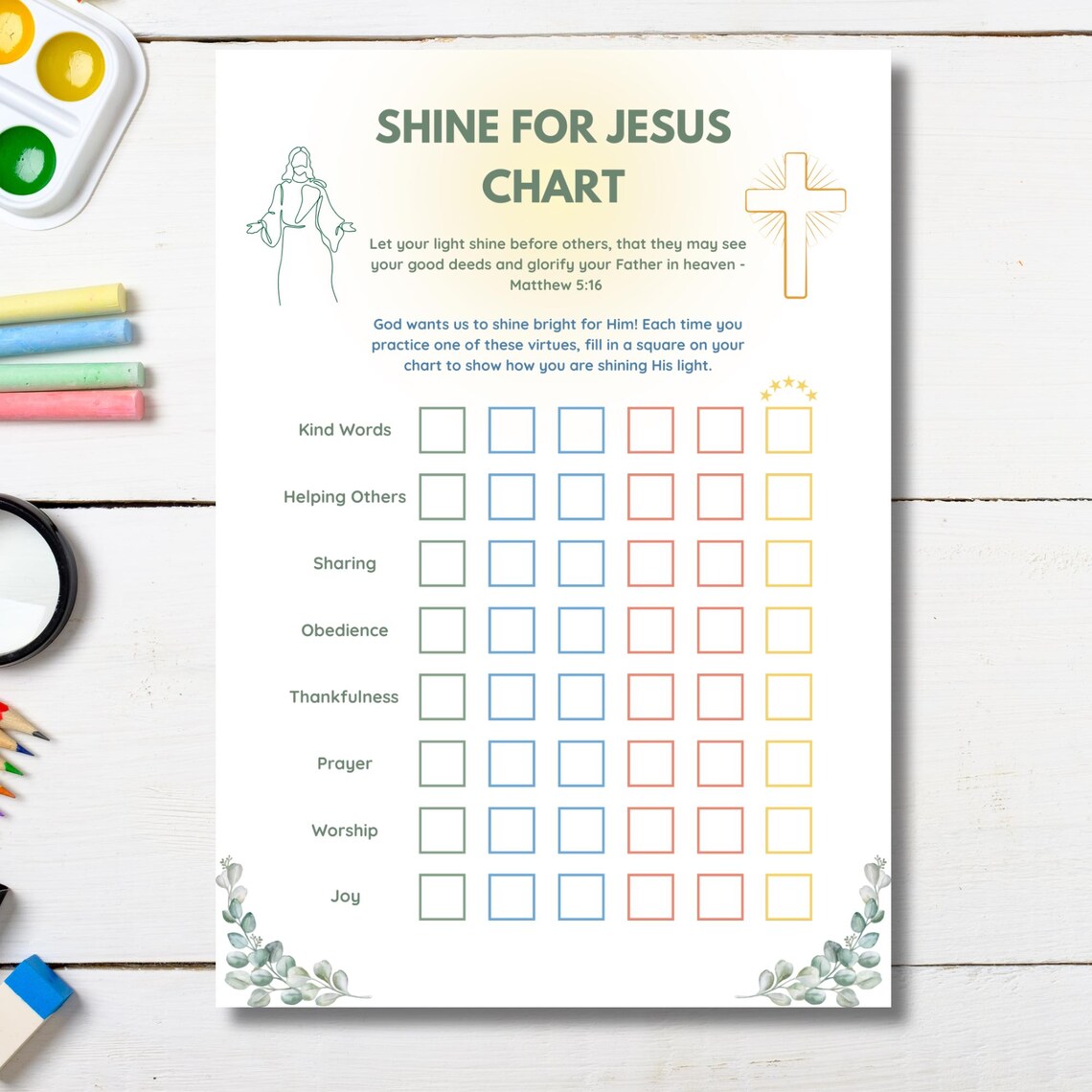 Chrisitan Behavior Chart Kids Bible Verse Reward Chart Jesus Reward ...