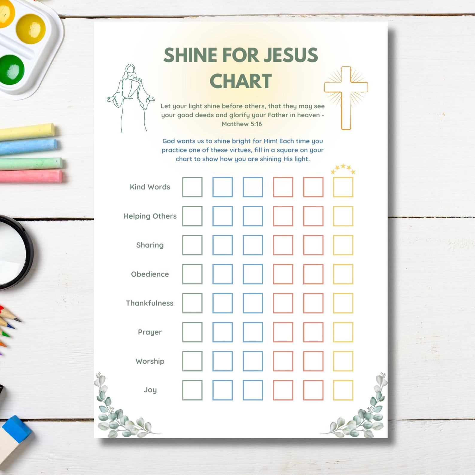 Chrisitan Behavior Chart Kids Bible Verse Reward Chart Jesus Reward ...