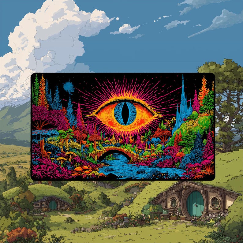 Psychedelic Shire Playmat | Magic the Gathering Playmat | Eye of Sauron ...