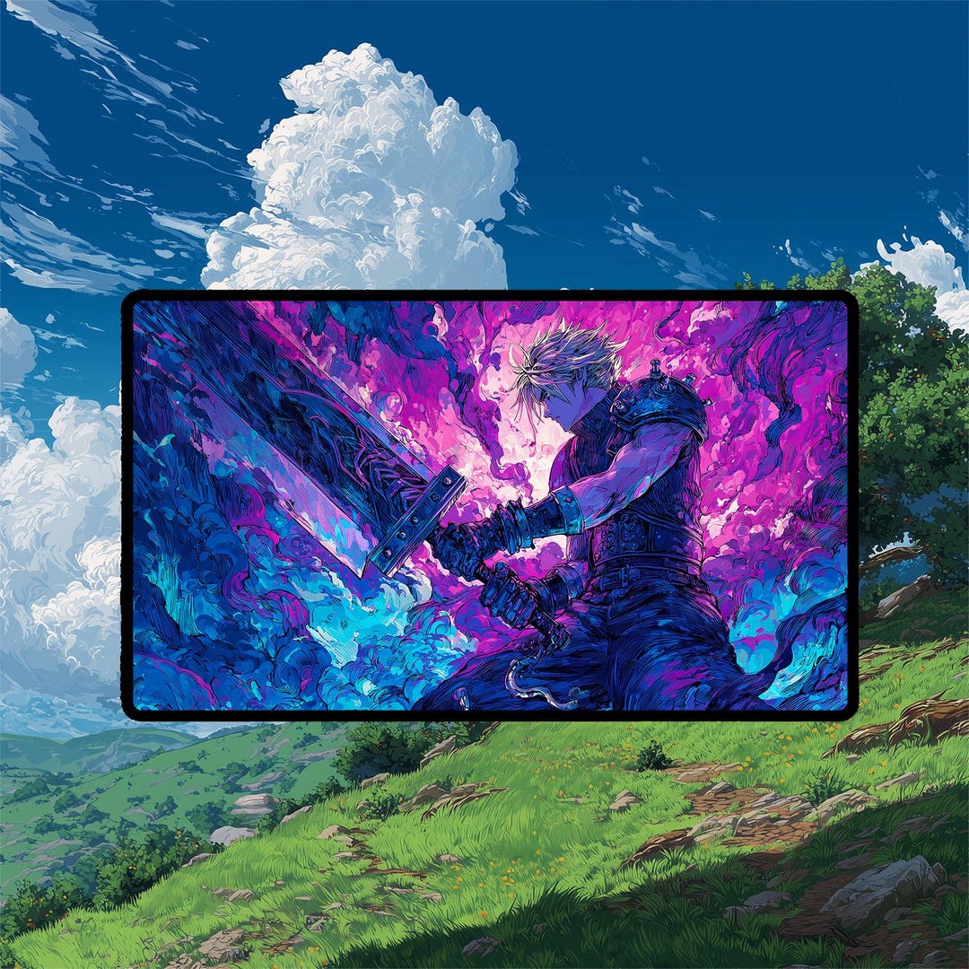 Cloud Strife Anime TCG Playmat | Full Body Sword Pose Final Fantasy Mat ...