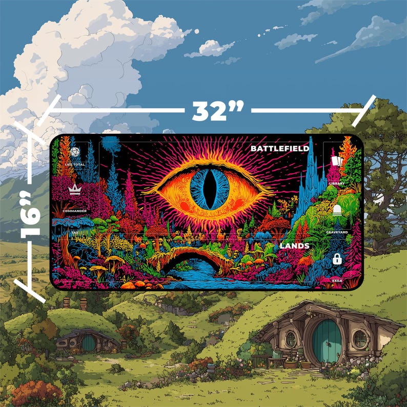 Psychedelic Shire Playmat | Magic the Gathering Playmat | Eye of Sauron ...