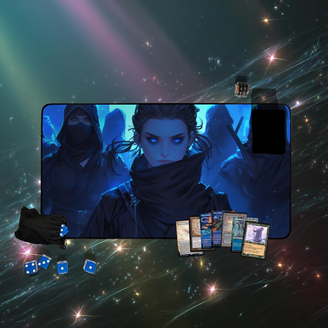 Shadowed Steel | Female Ninja Assassin Playmat | Dark Aesthetic Gaming ...
