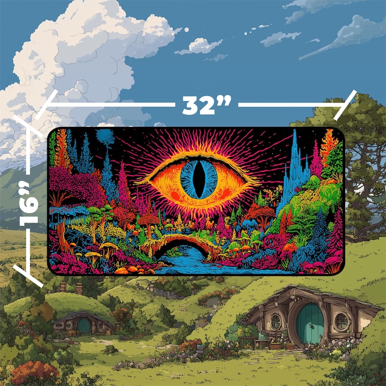 Psychedelic Shire Playmat | Magic the Gathering Playmat | Eye of Sauron ...