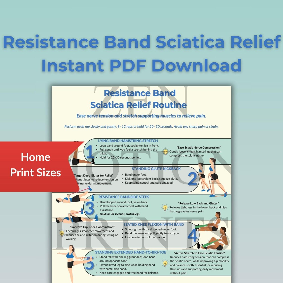 Resistance Band Sciatica Relief Routine – Printable PDF for Nerve Pain ...