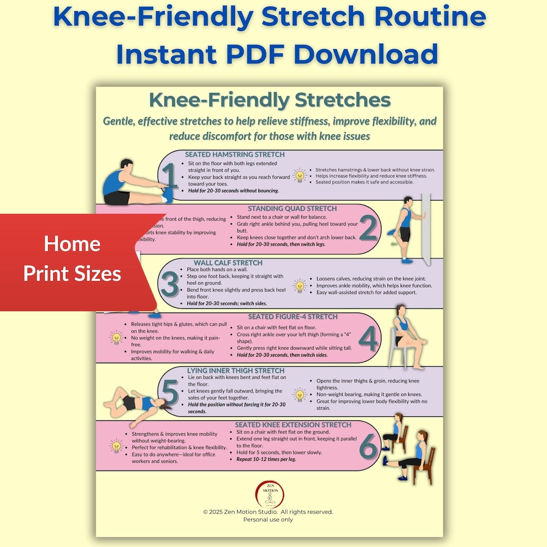 Knee-friendly Stretch Routine Printable – Low-impact and No-kneeling ...