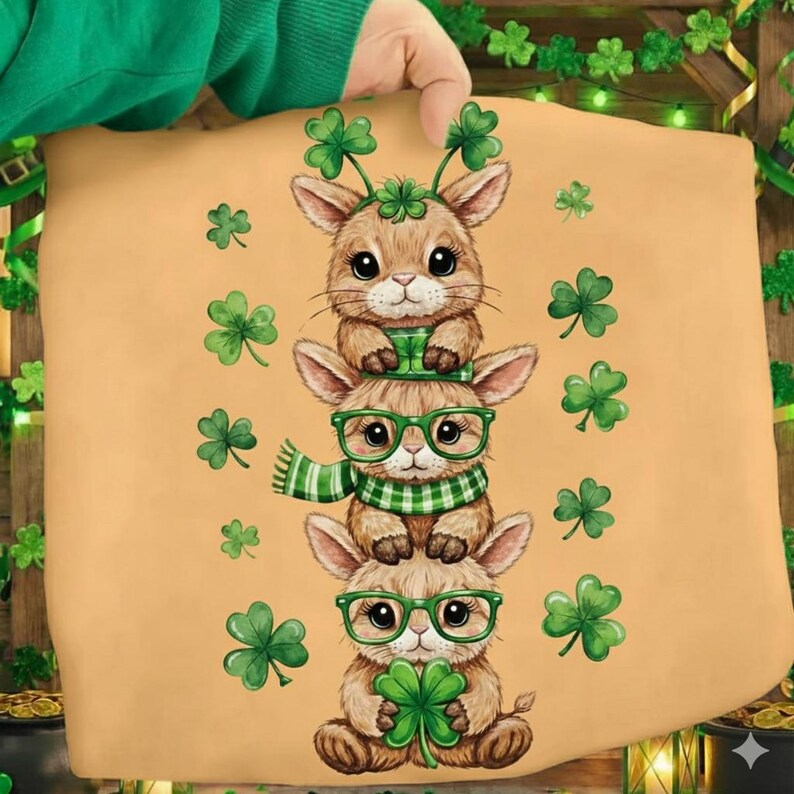 St. Patrick's Day Irish Hare Png, Faux Yarn Crochet Lucky Shamrock ...