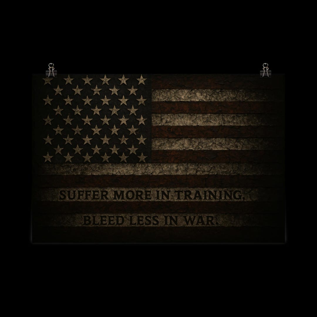 Battle-worn American Flag Poster With Stoic Quote 'suffer More in ...