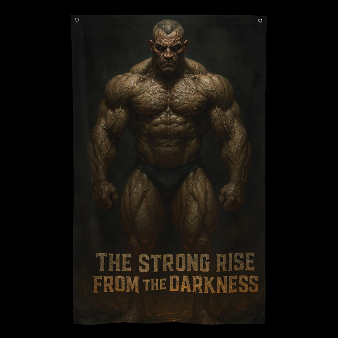 Godlike Warrior Bodybuilder Gym Flag - Strength, Dominance & Battle ...