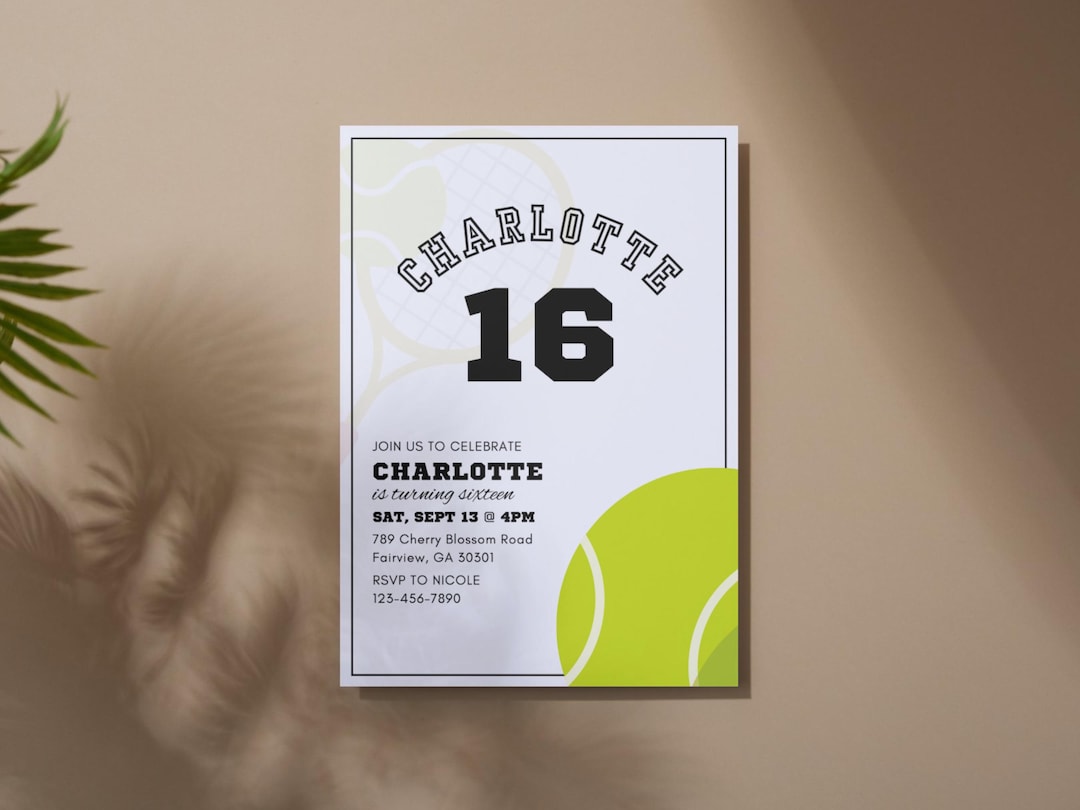 Tennis Birthday Invitation – Editable Party Template | Printable Invite ...