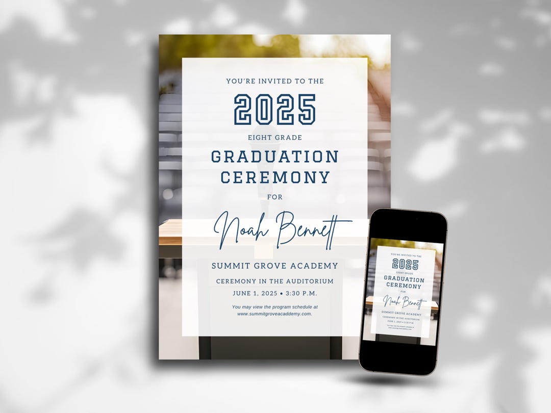 Editable Graduation Ceremony Invitation 2025 | Modern Bold Class of ...