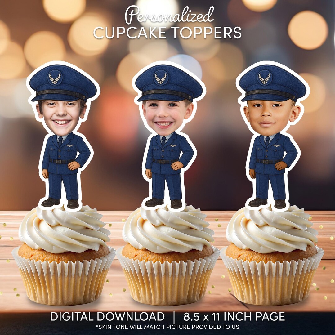 Personalized Air Force Pilot Cupcake Toppers (digital Download) - Etsy