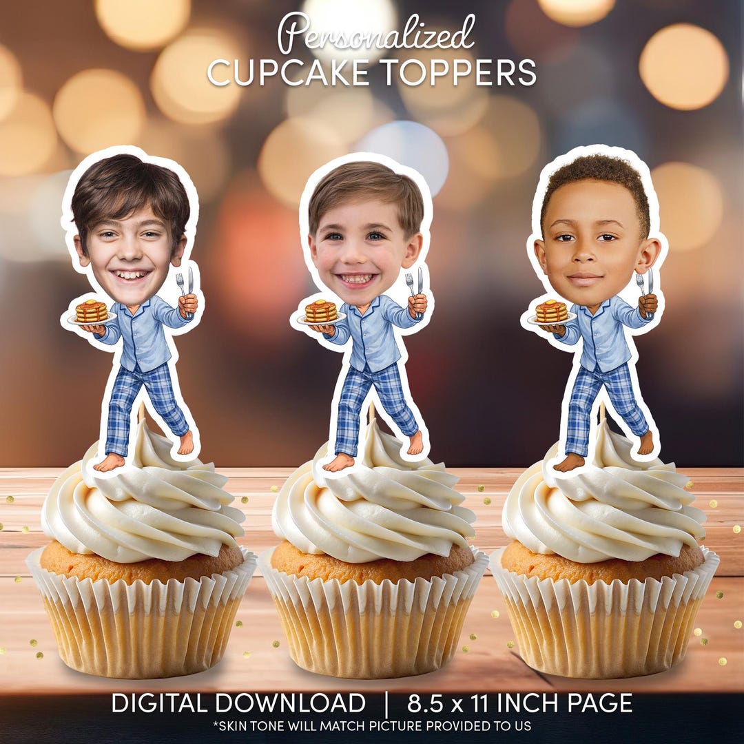 Sleepover Pancake Breakfast Personalized Cupcake Toppers | Birthday ...