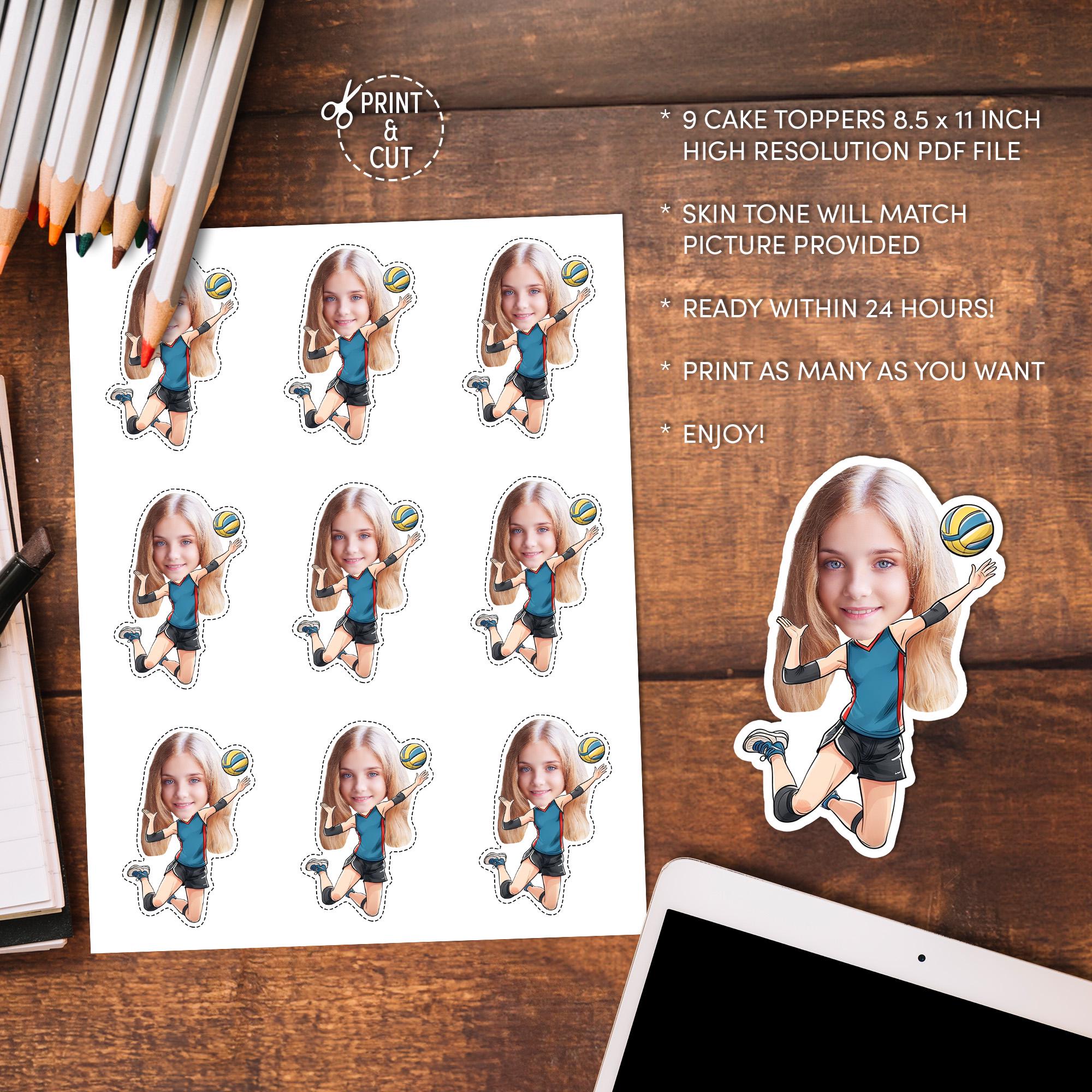 Volleyball Face Cupcake Toppers | Personalized Party Decorations ...