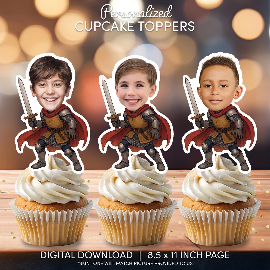 Sir Lancelot Face Cupcake Toppers | Personalized Birthday Party ...