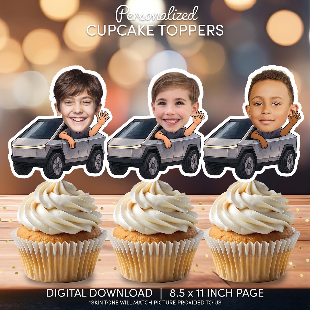 Future Truck Personalized Cupcake Toppers | Birthday Party (digital ...