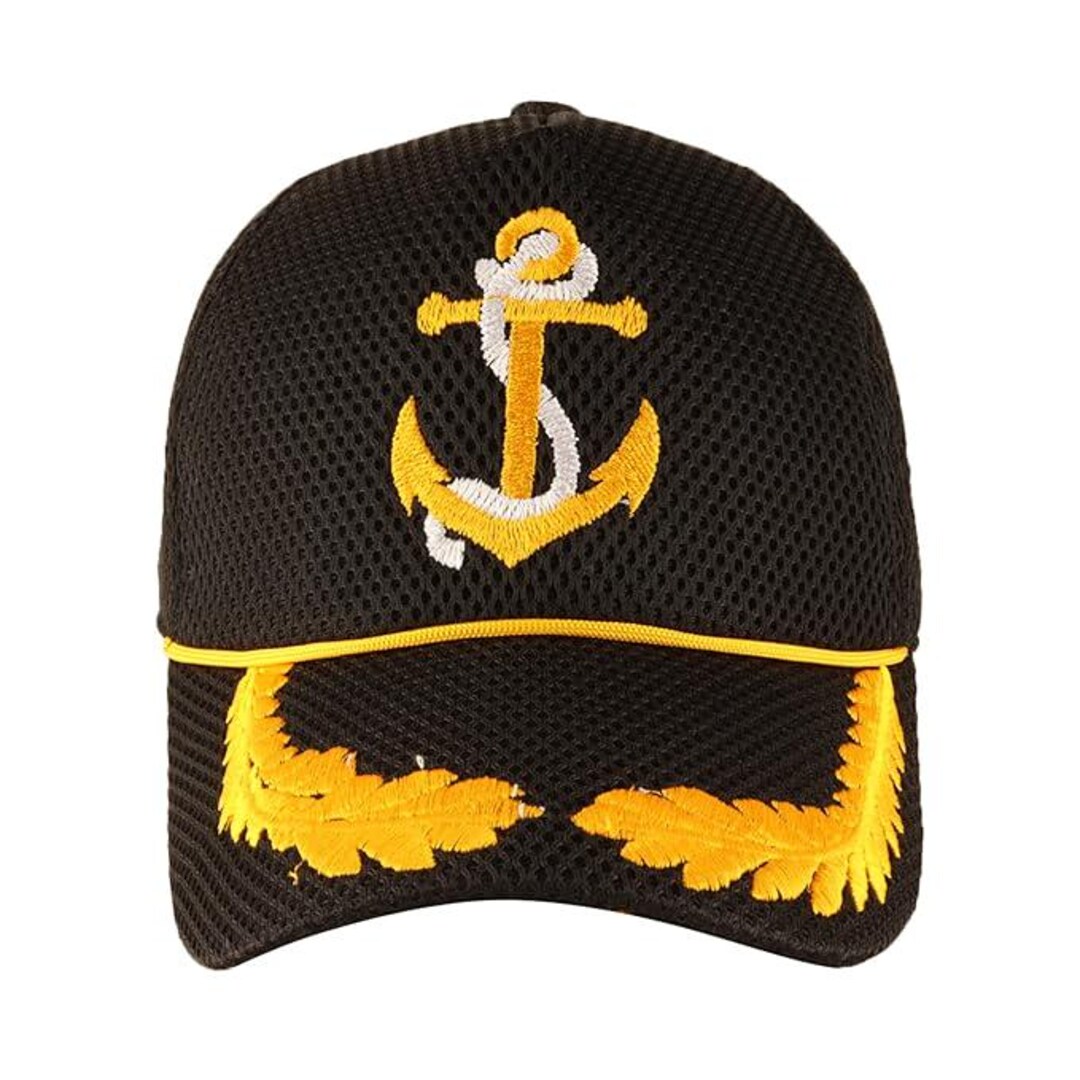 Merchant Navy Anchor Cap | Marinersapp Black & Gold Embroidered Hat - Etsy