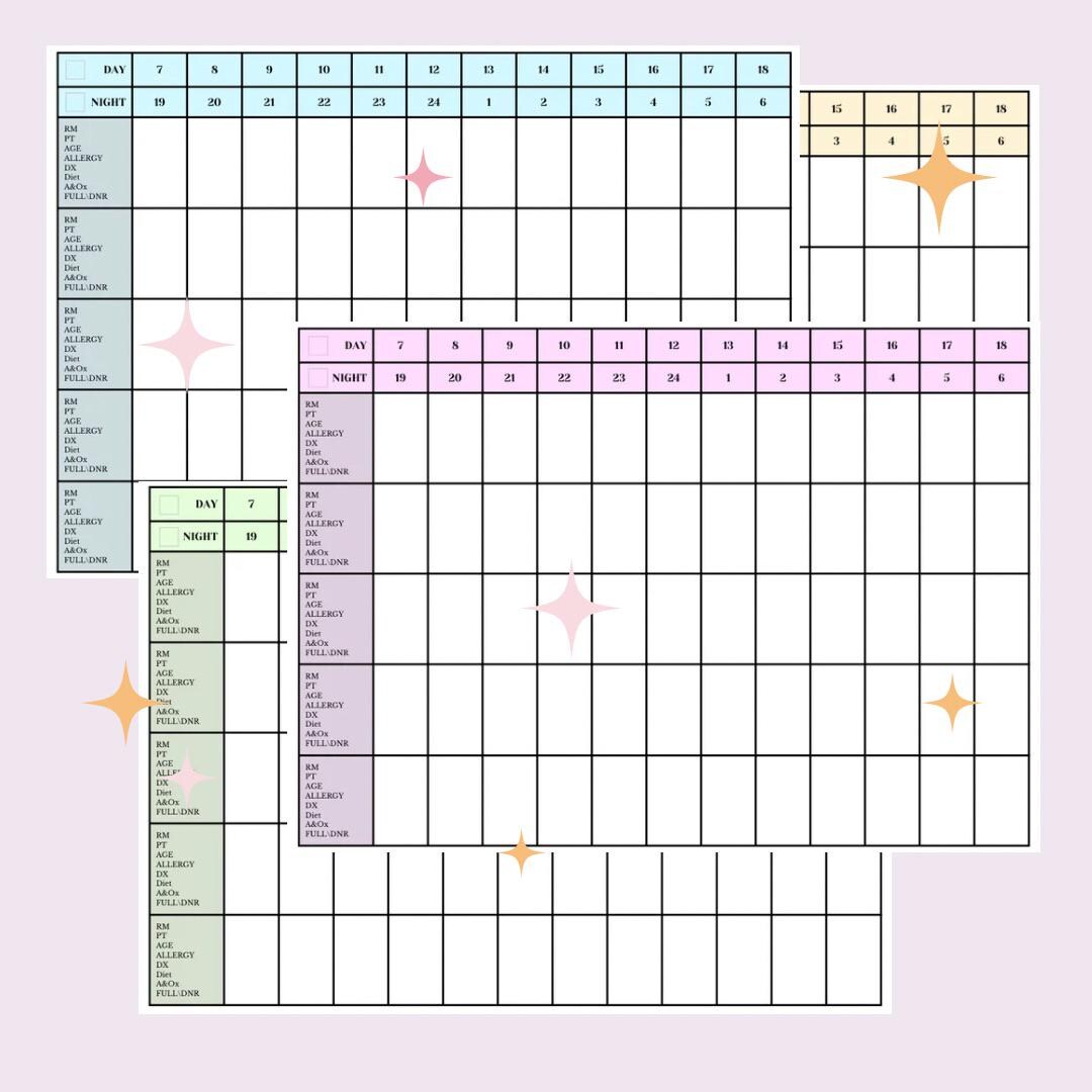 Printable Patient Care Log | 5-patient Nursing Shift Organizer | CNA ...