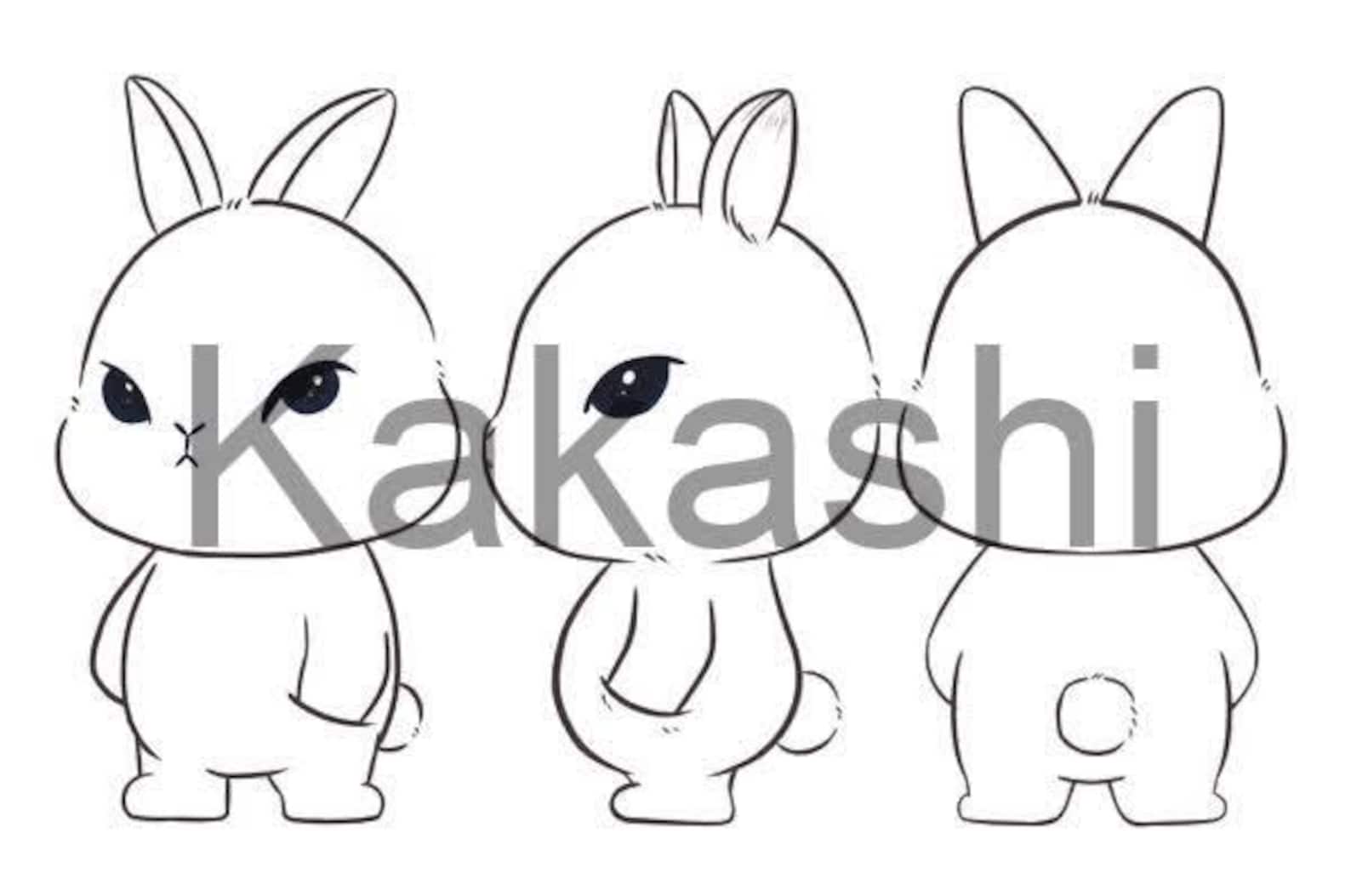 Kakashi the Rabbit – 3-view Digital Download | Cool Cartoon Bunny ...