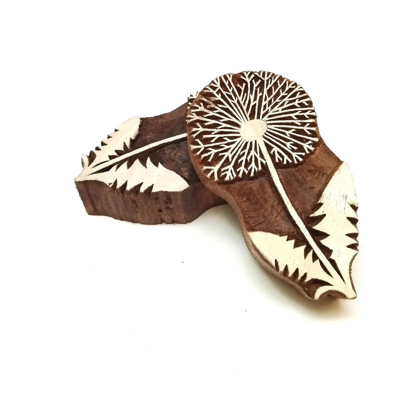Indian Wood Block Print Stamp, Dandelion Floral Design - Etsy