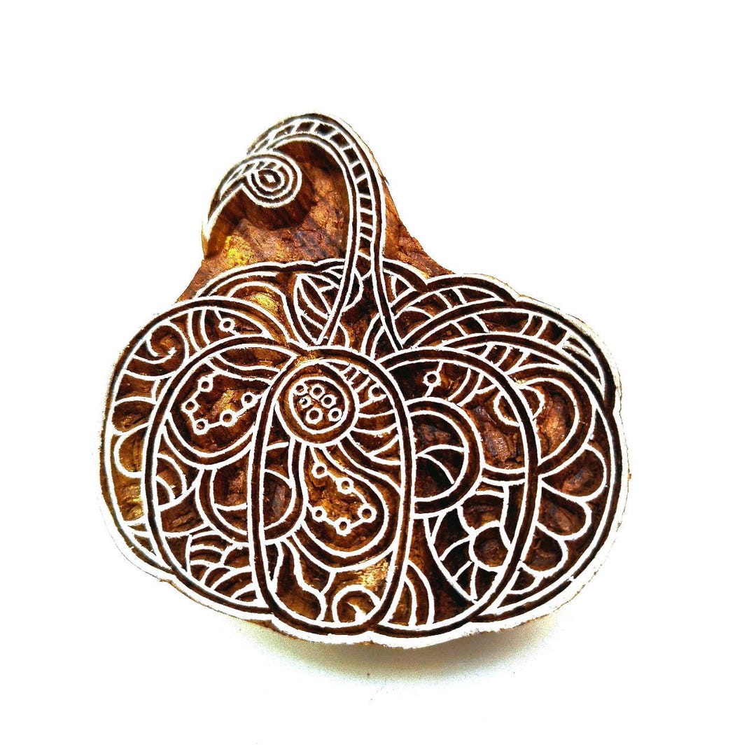 Indian Wood Block Print Stamp, Pumpkin, Autumn Harvest (3x3 Inch) - Etsy