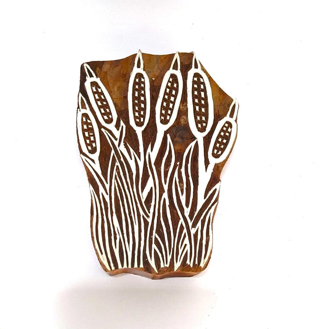 Cattails Wood Block Printing Border Stamp, Textile or Pottery Printing ...