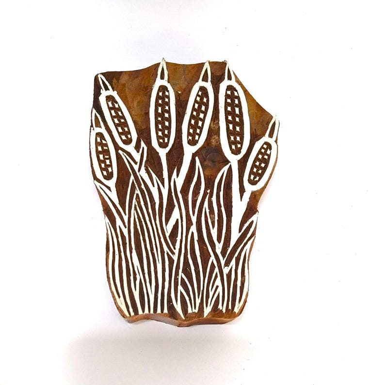 Cattails Wood Block Printing Border Stamp, Textile or Pottery Printing ...