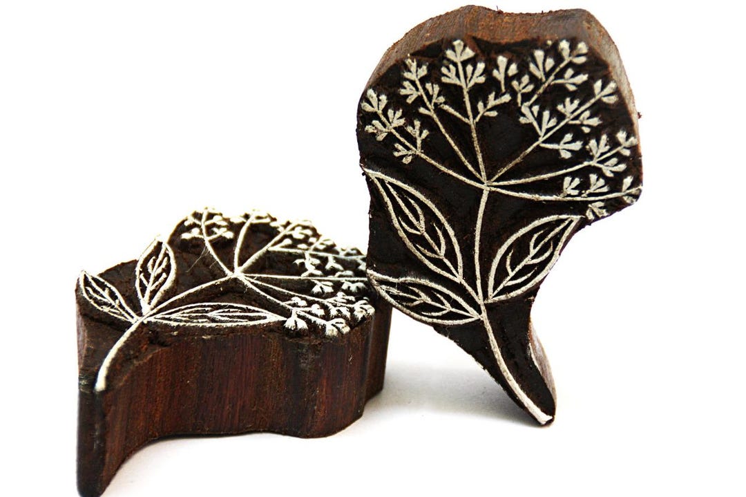 Dill, Botanical Floral, Wood Block Stamp, Indian Textile Block Printing ...